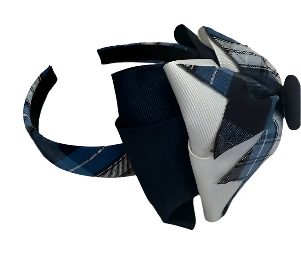 NEW ACS Plaid Covered Headband with Bow - Poindexter's Uniform Company